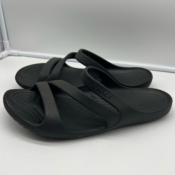 CROCS | Shoes | Crocs Swiftwater Sandals Womens Black Strappy Slip On ...